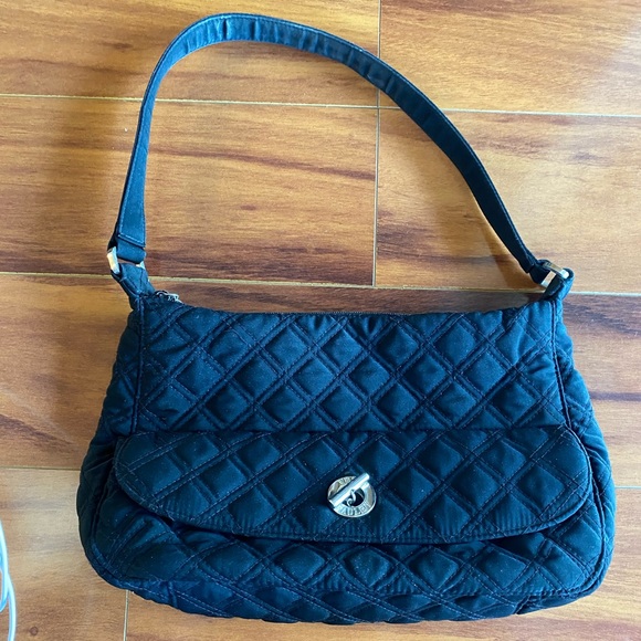 Vera Bradley | Bags | Vera Bradley Fabric Solid Black Quilted Shoulder ...